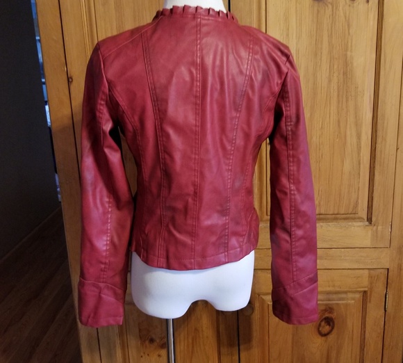 I.B. Diffusion | Jackets & Coats | Ib Diffusion Red Faux Leather Jacket ...